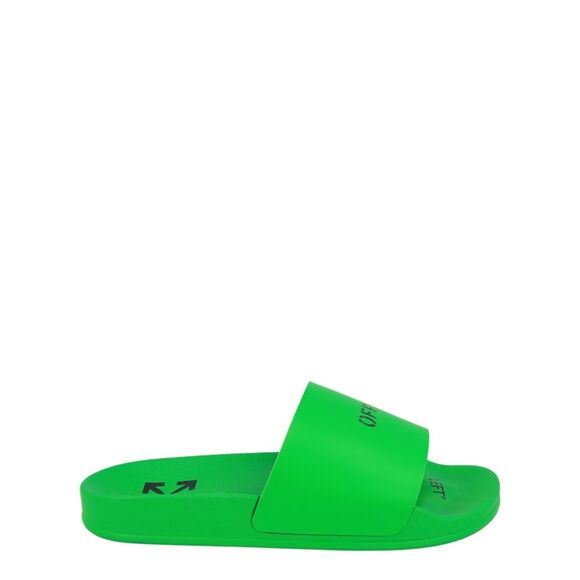 Off-White | Shoes | Offwhite Logo Pool Slides Green Womens | Poshmark